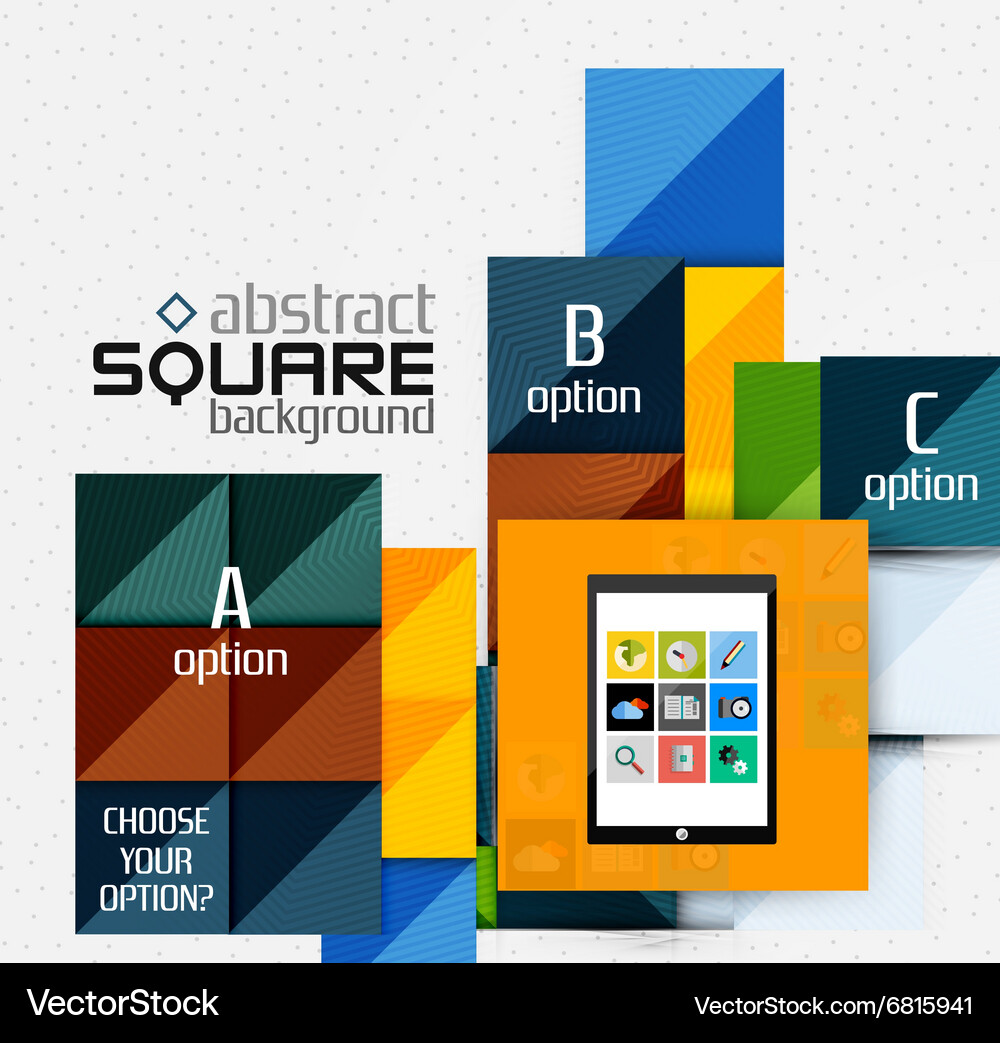 Geometric square shapes and infographic option Vector Image