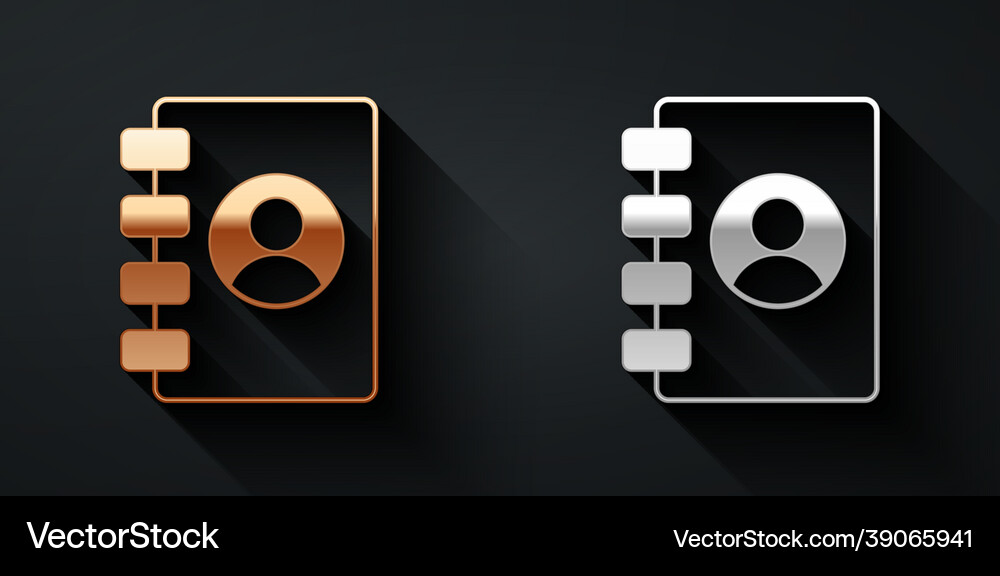 Gold and silver address book icon isolated Vector Image