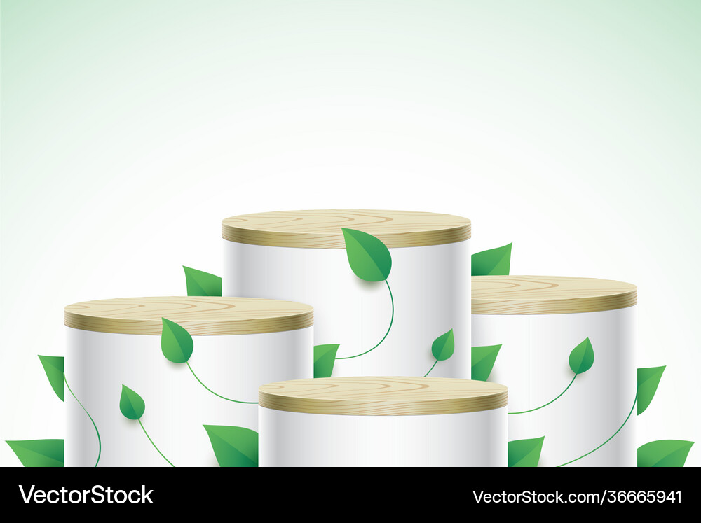 Natural scene with display stands and leaves Vector Image