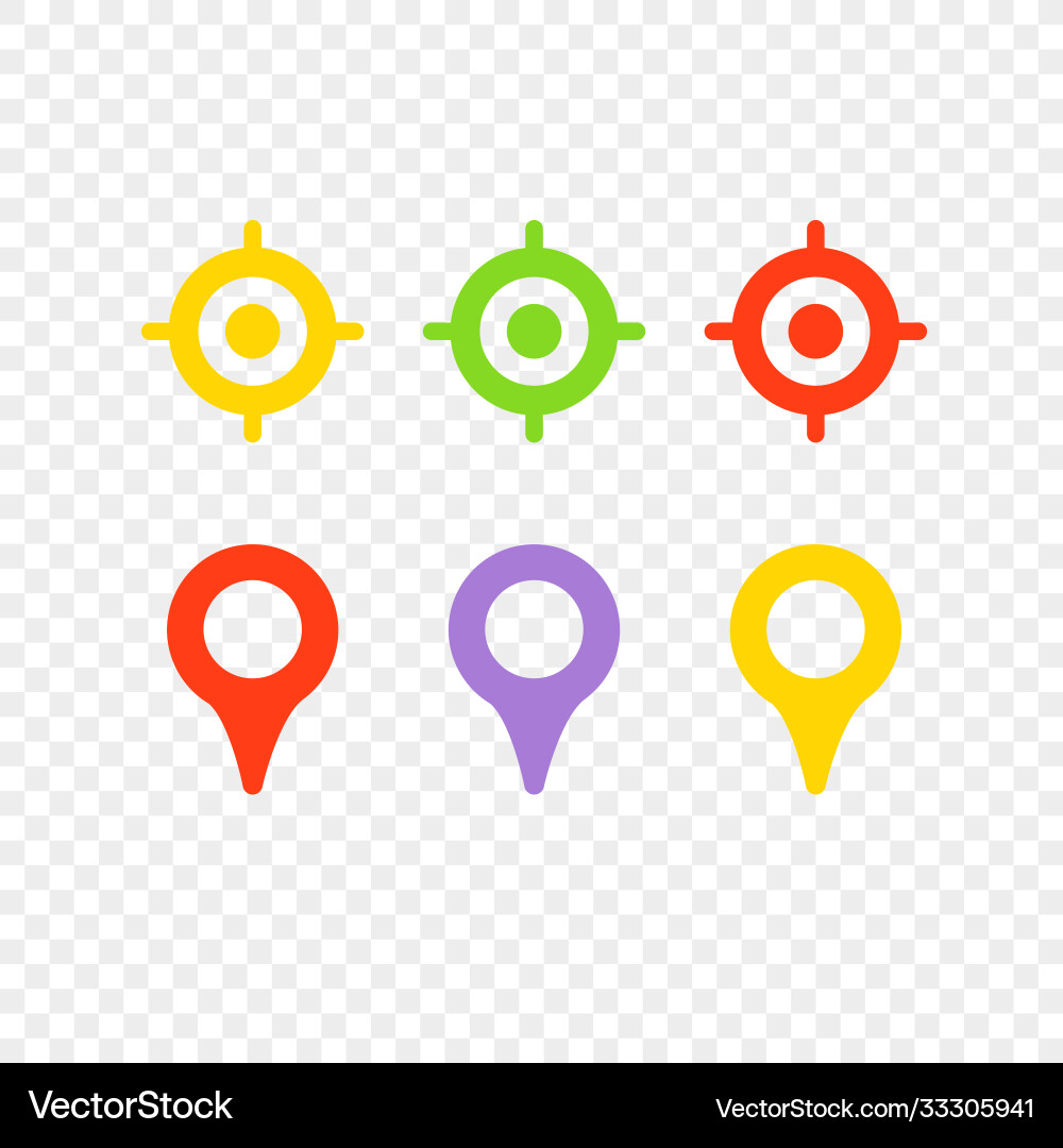 Navigation pins and targets isolated Royalty Free Vector