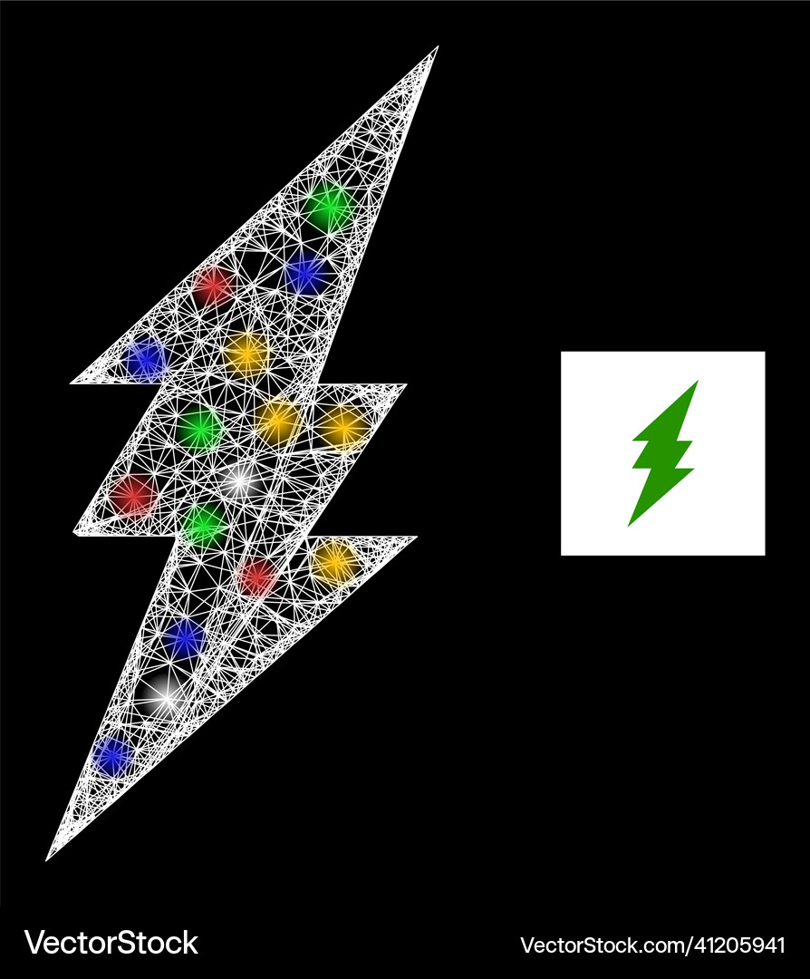 Net mesh green electricity icon with colorful Vector Image