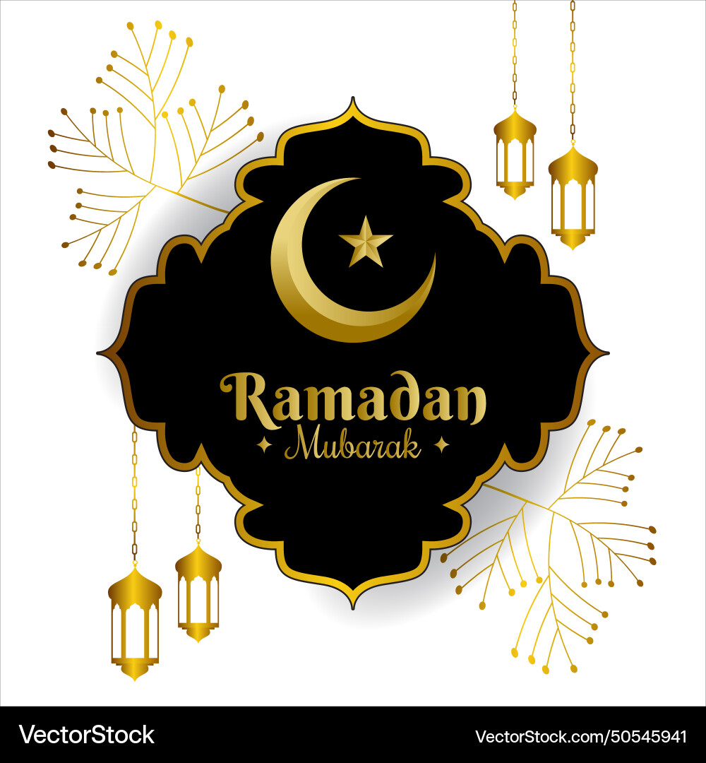 Ramzan mubarak greeting with islamic design Vector Image