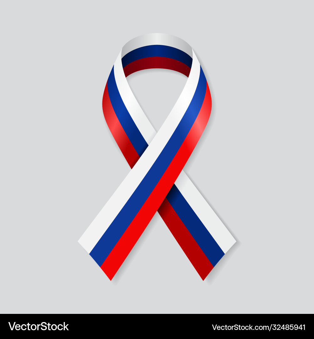 Russian flag stripe ribbon on white background Vector Image