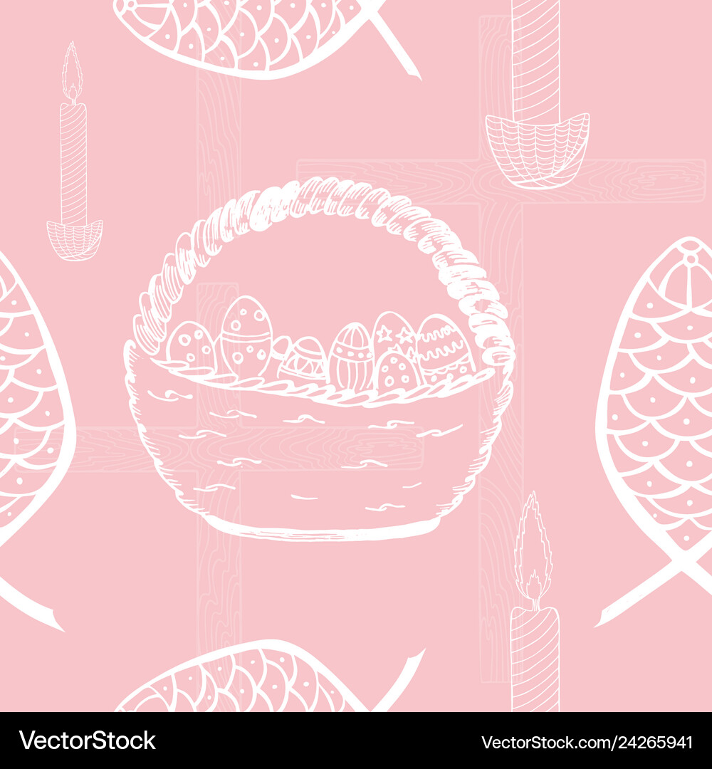 Seamless pattern with few christian easter symbols