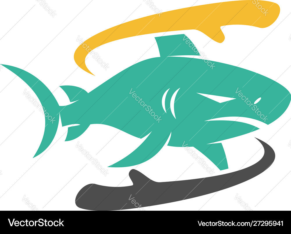 Shark hand rotation logo design isolated concept Vector Image