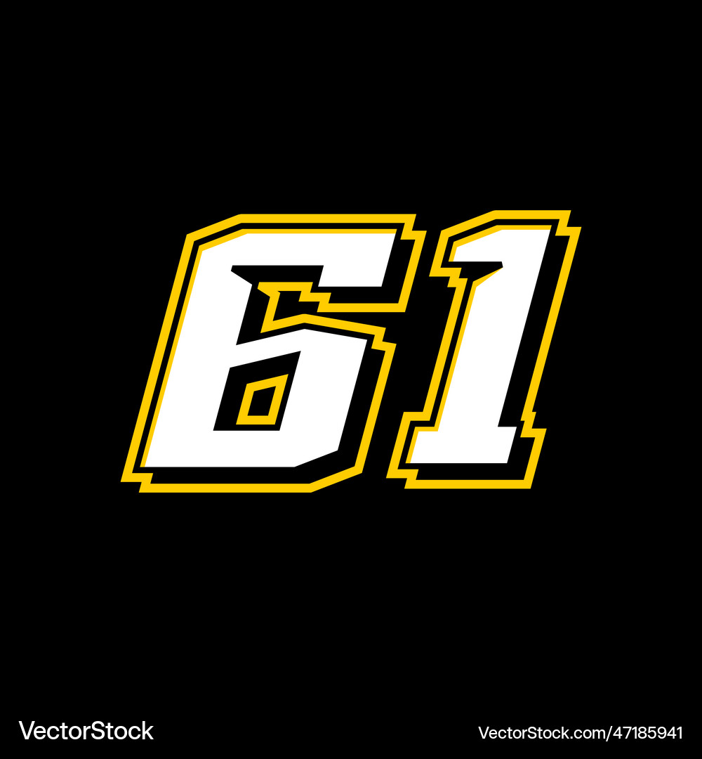 Sport racing number template 61 Royalty Free Vector Image