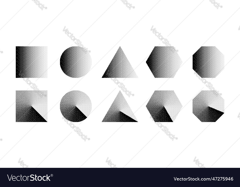 Basic geometric shapes with bitmap dither Vector Image