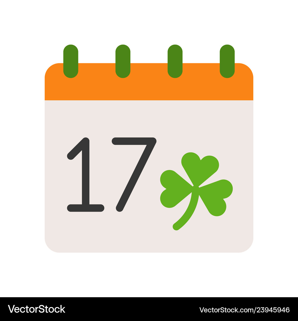 Calendar feast of saint patrick flat icon Vector Image