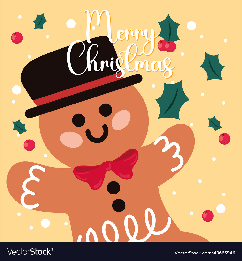 Christmas cute card with gingerbread cookie Vector Image