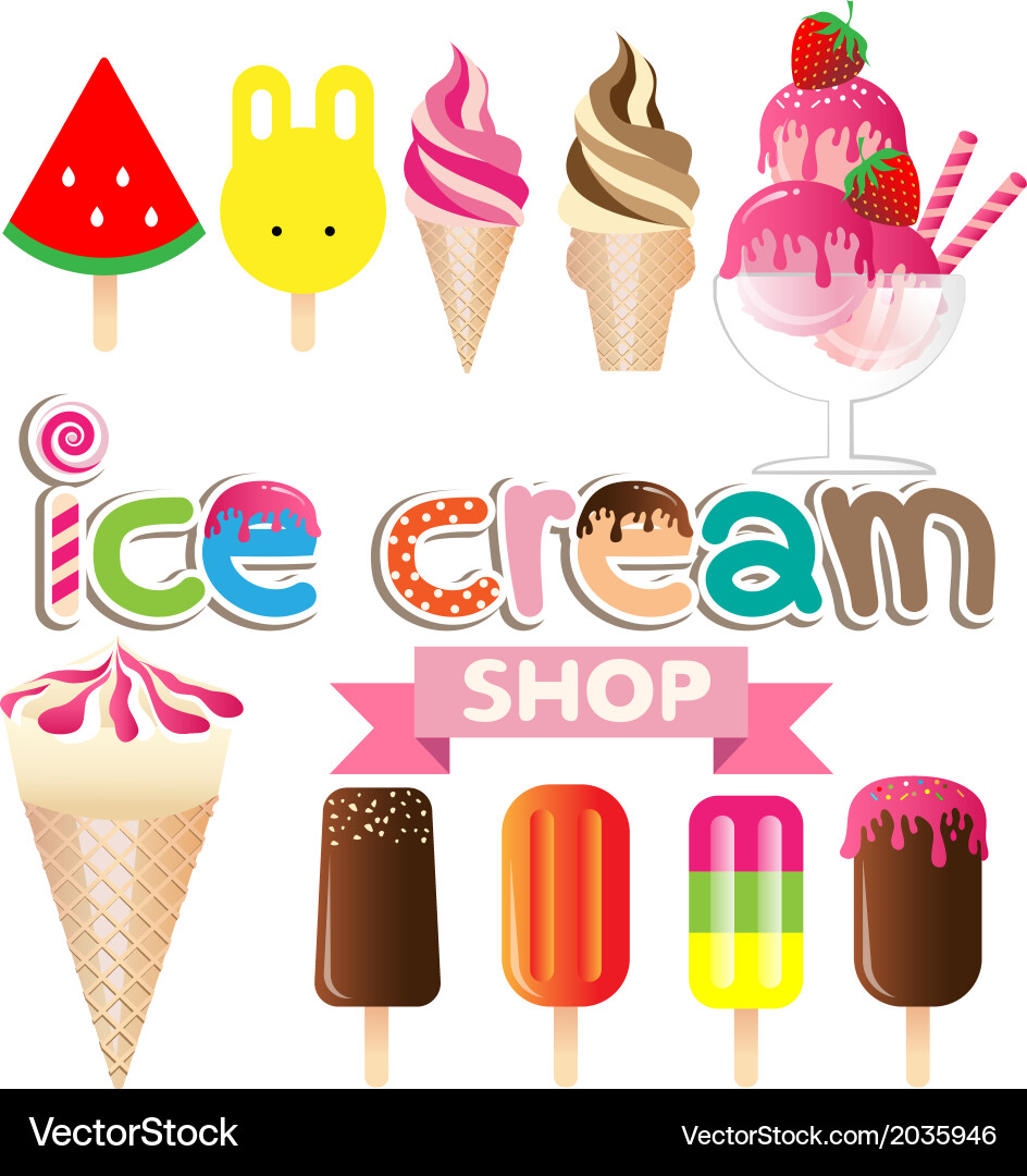 Collection of ice creams Royalty Free Vector Image