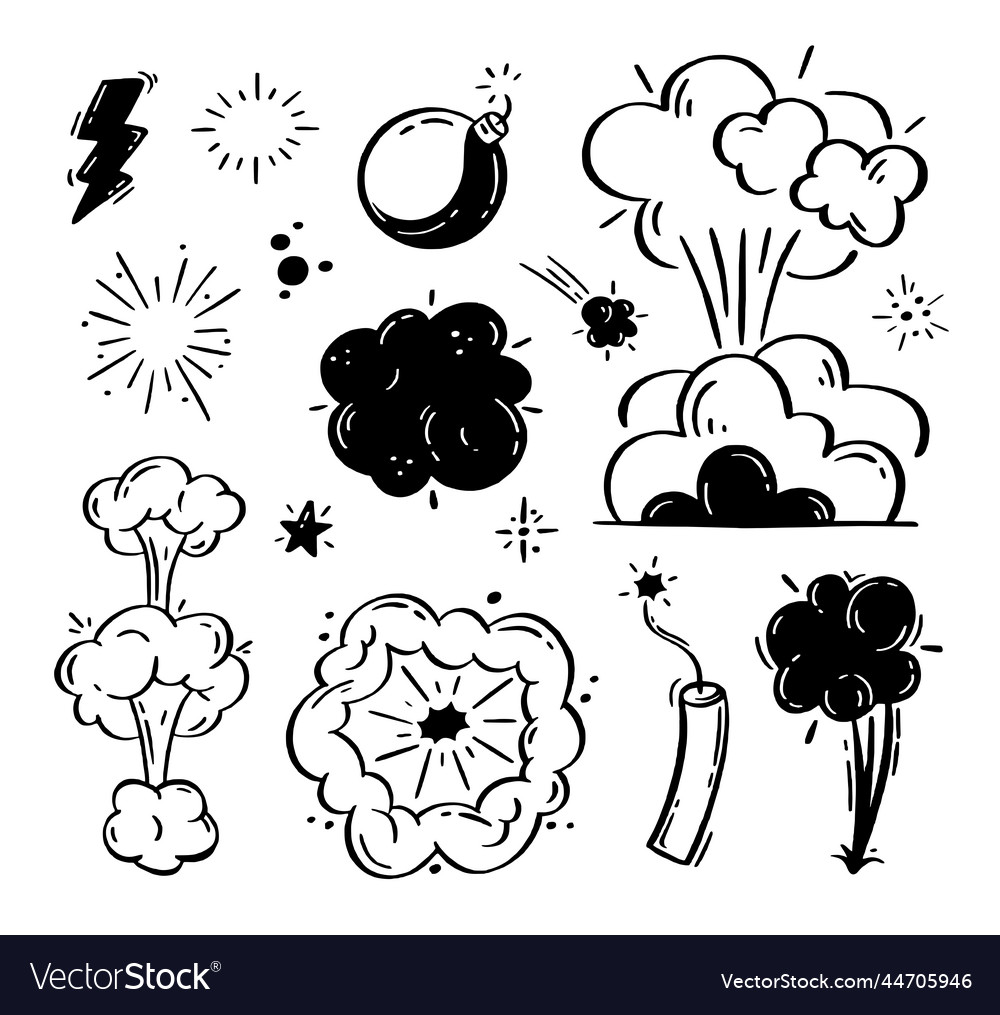 Comic explosions and bombs set speech bubbles Vector Image