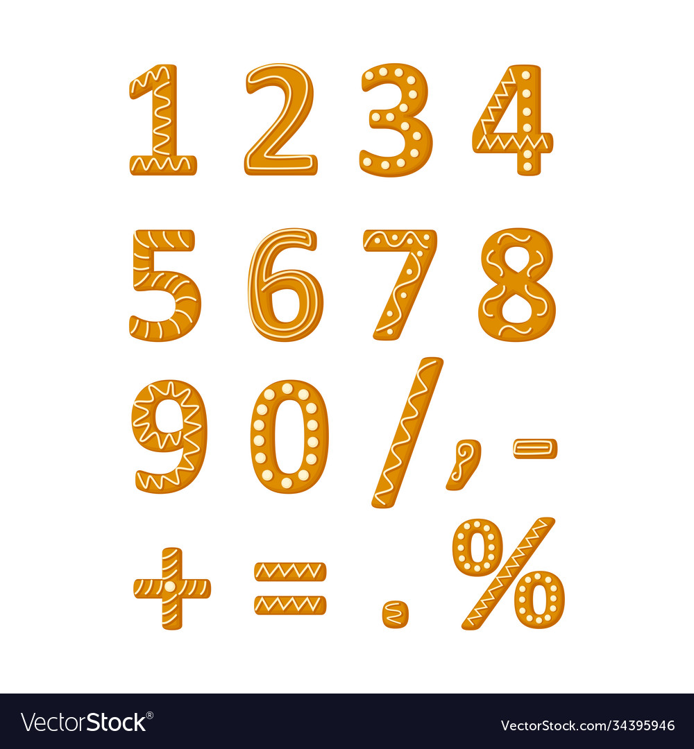 Gingerbread cookies numbers Royalty Free Vector Image