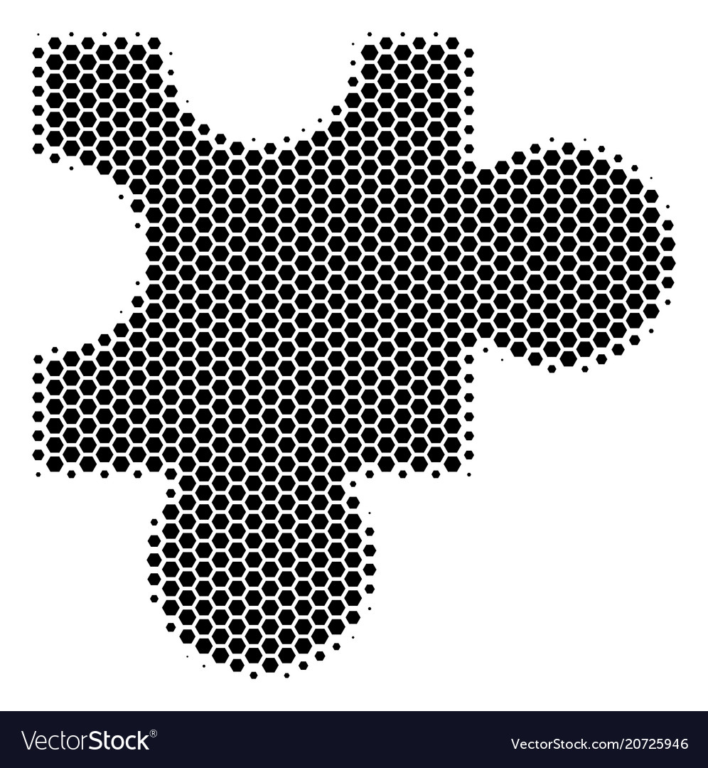 Hexagon halftone plugin icon Royalty Free Vector Image