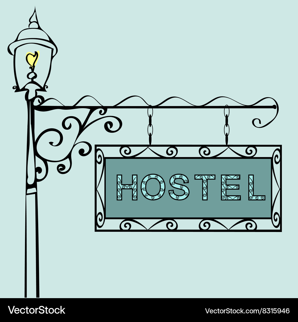 Hostel text on vintage street sign Royalty Free Vector Image