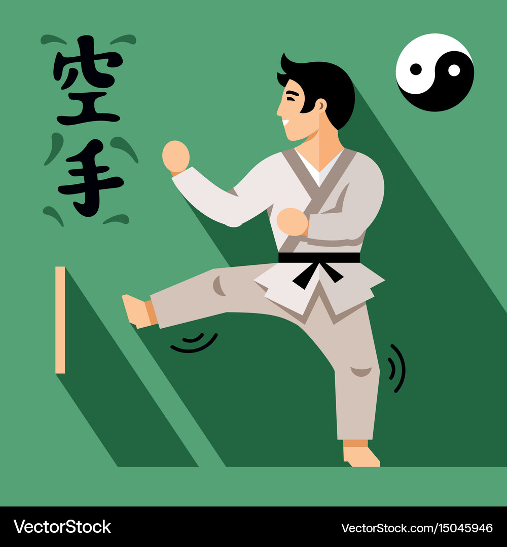 Karate fighter flat style colorful cartoon Vector Image