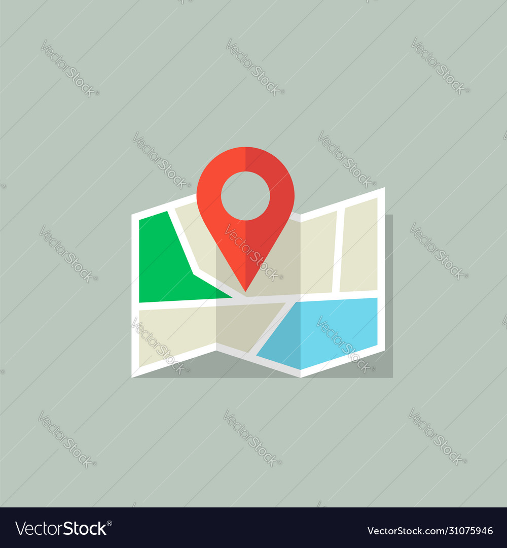 Lage Icon Karte mit Pin Pointer Lizenzfreies Vektorbild