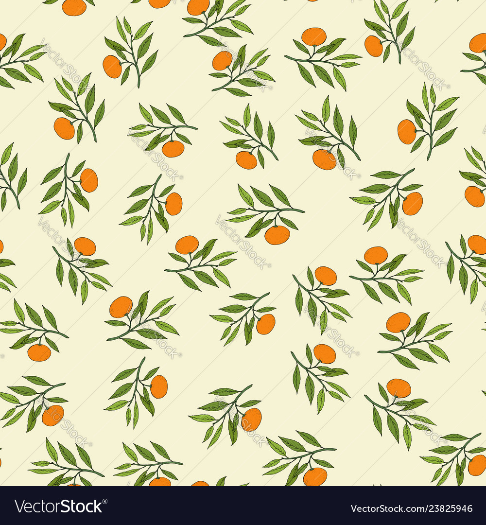 Mandarin branch seamless pattern Royalty Free Vector Image Mandarin branch seamless pattern Royalty Free Vector Image