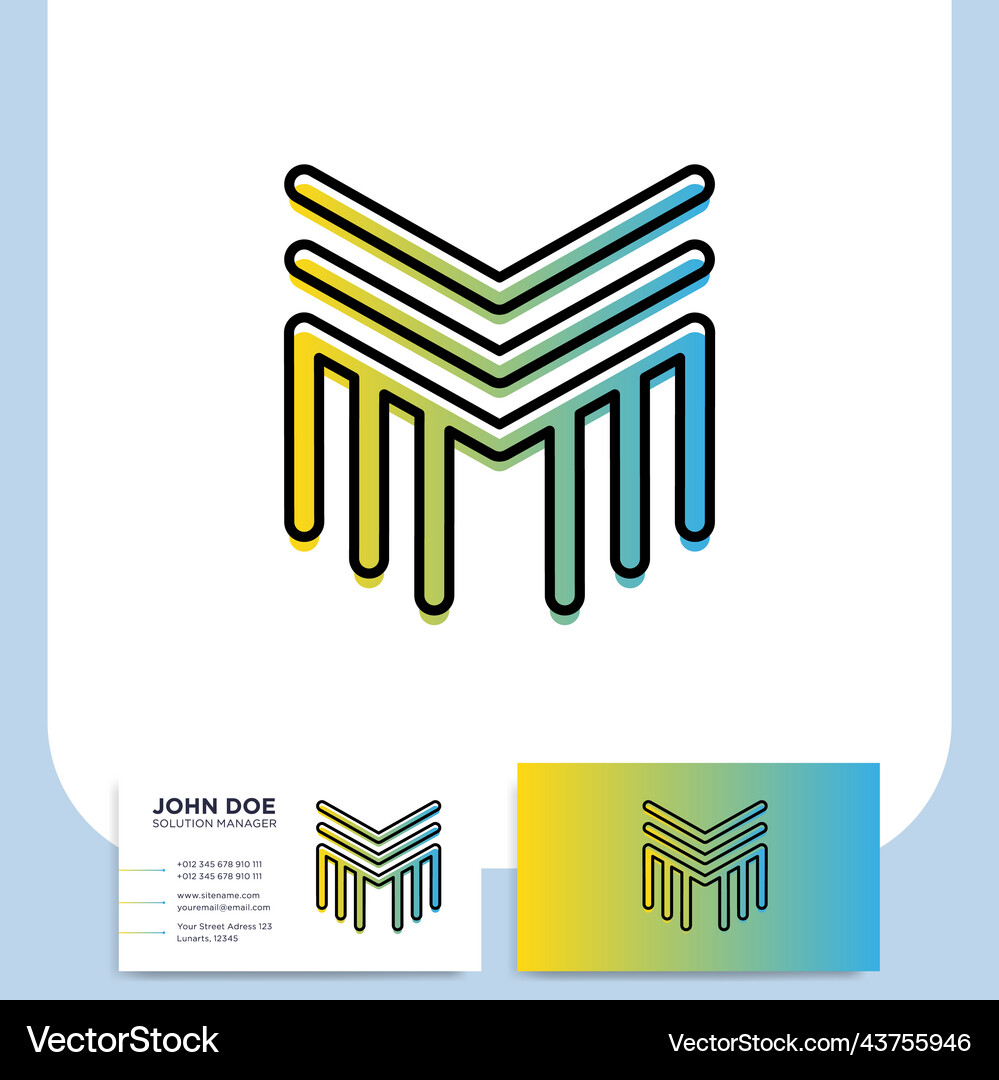 Media letter m logo in a modern line style Vector Image