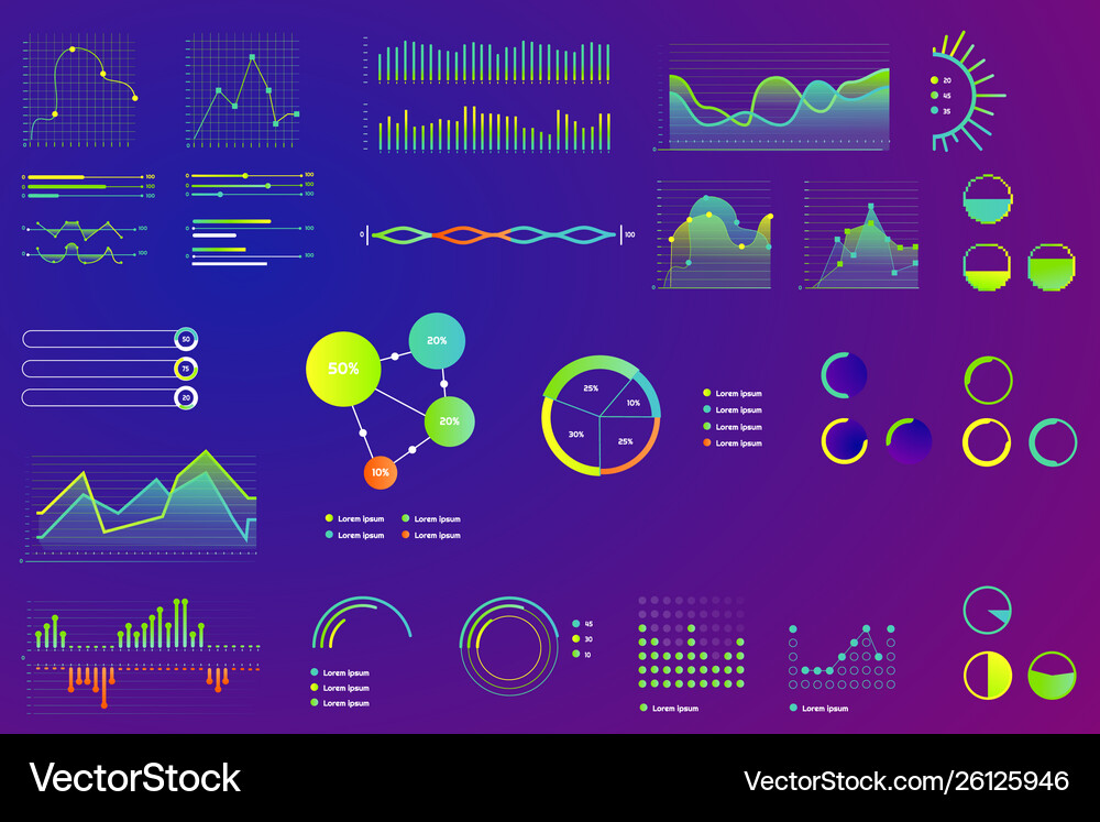 Modern neon color style data finance graphic Vector Image