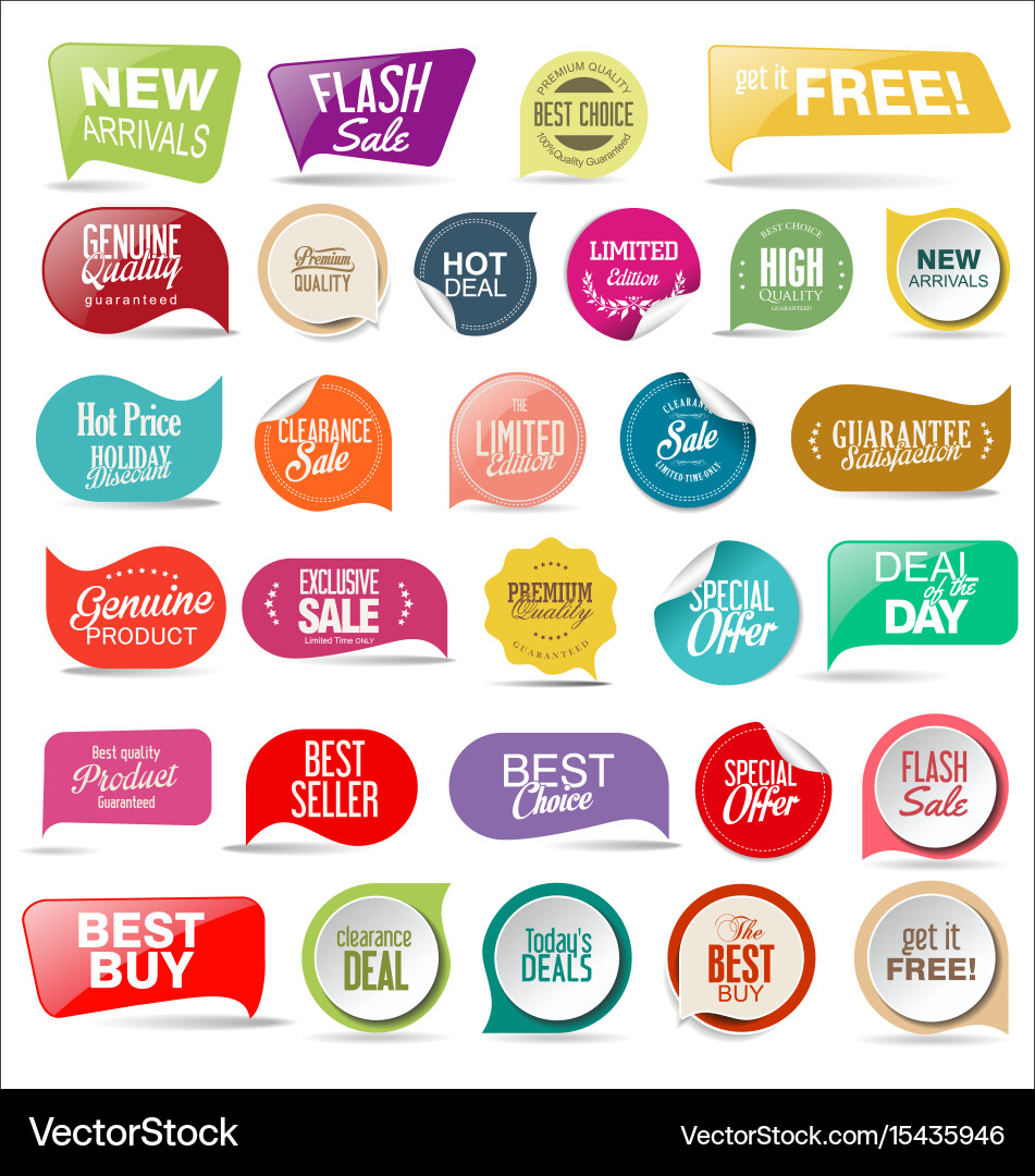 Modern sale stickers collection Royalty Free Vector Image
