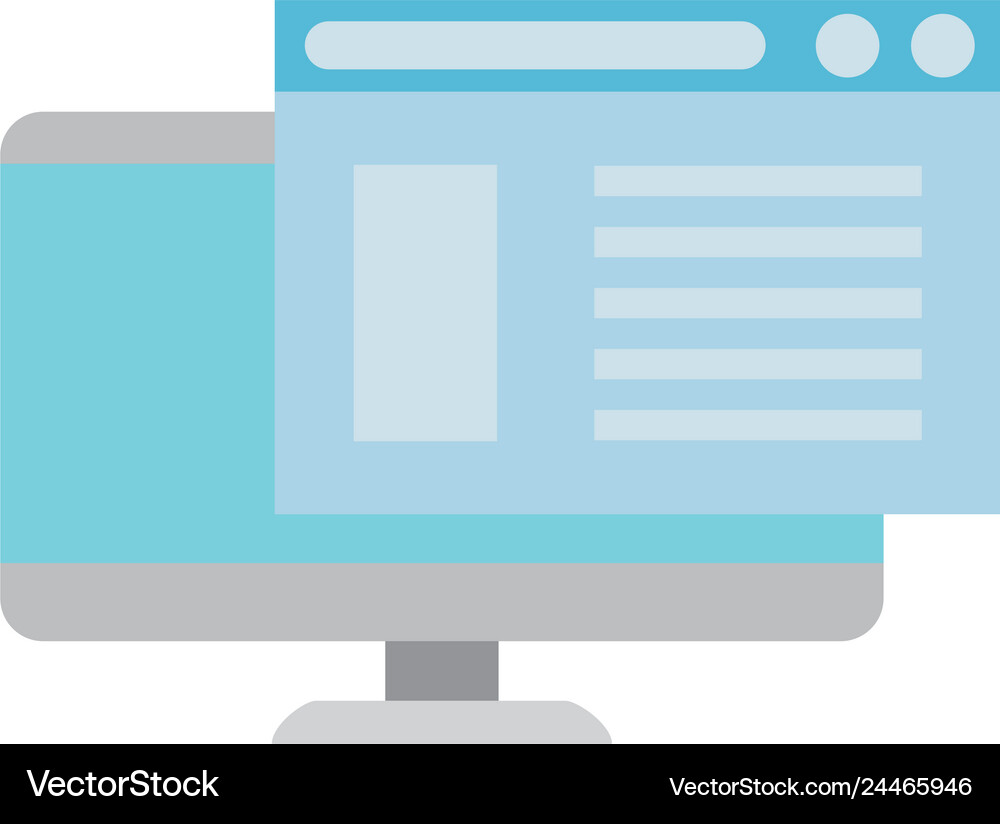 Monitor computer with webpage template Royalty Free Vector