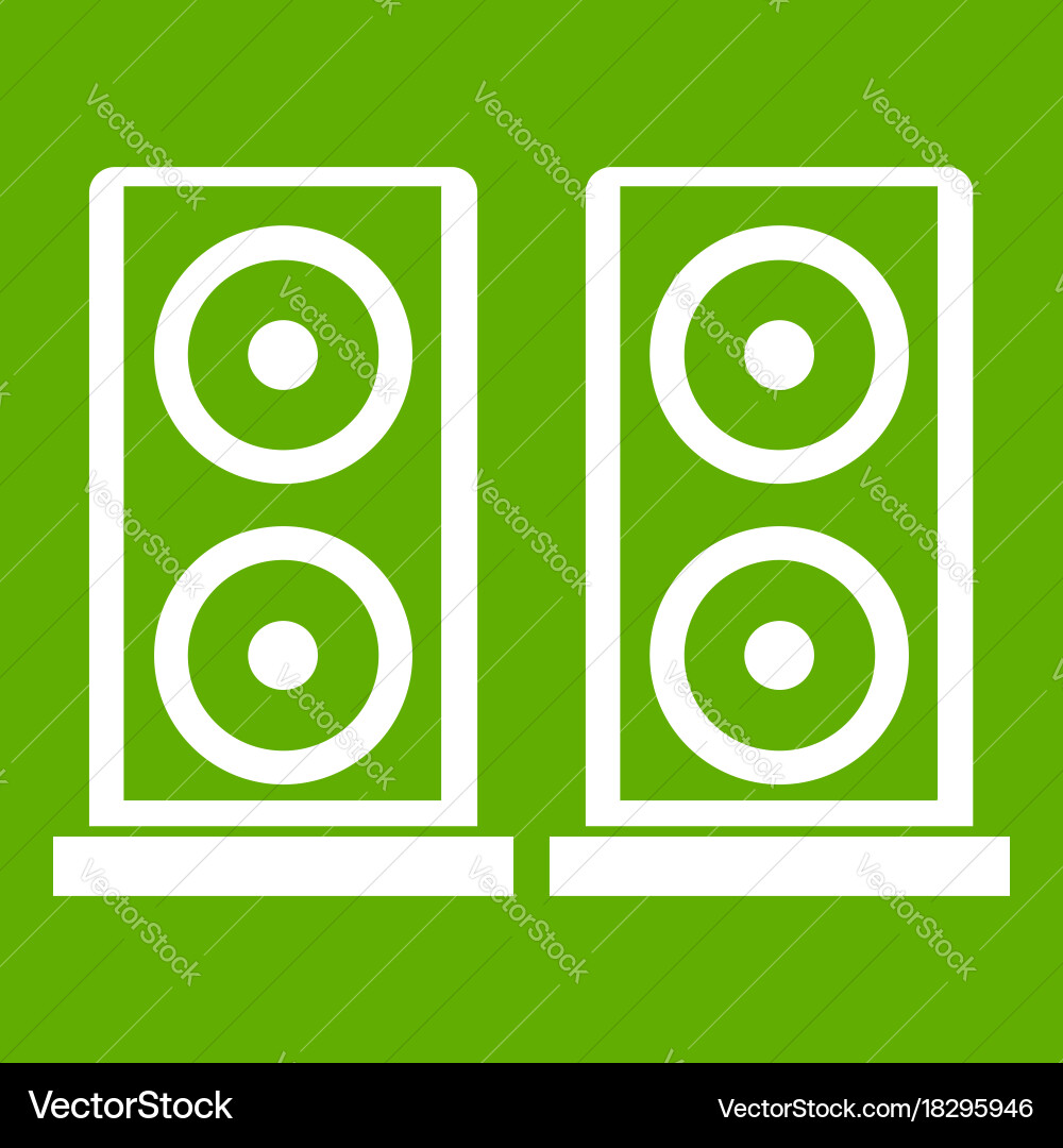 Music speakers icon green Royalty Free Vector Image
