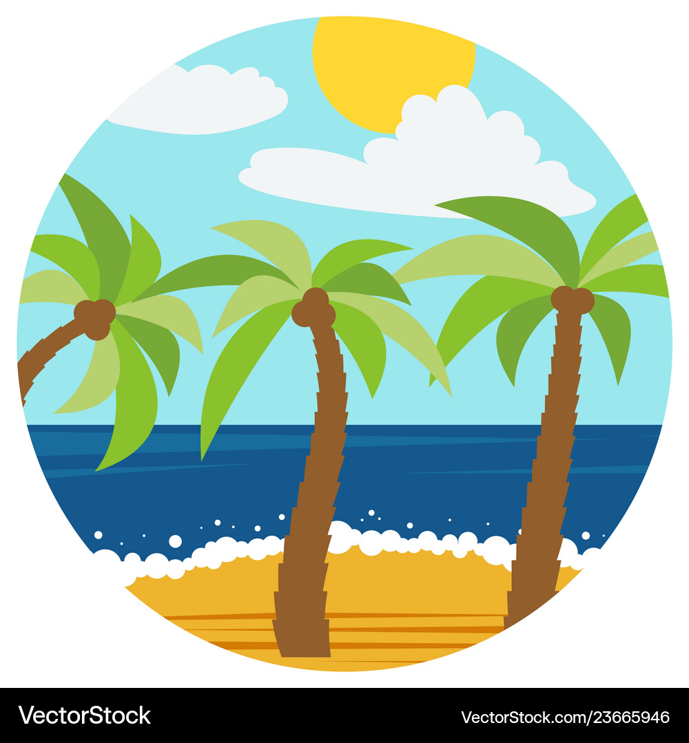 Natural cartoon landscape in circle Royalty Free Vector