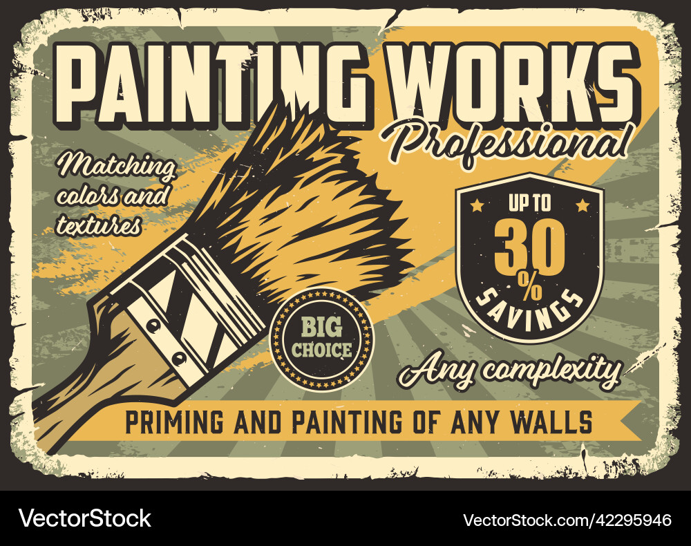 Painting work vintage poster design Royalty Free Vector