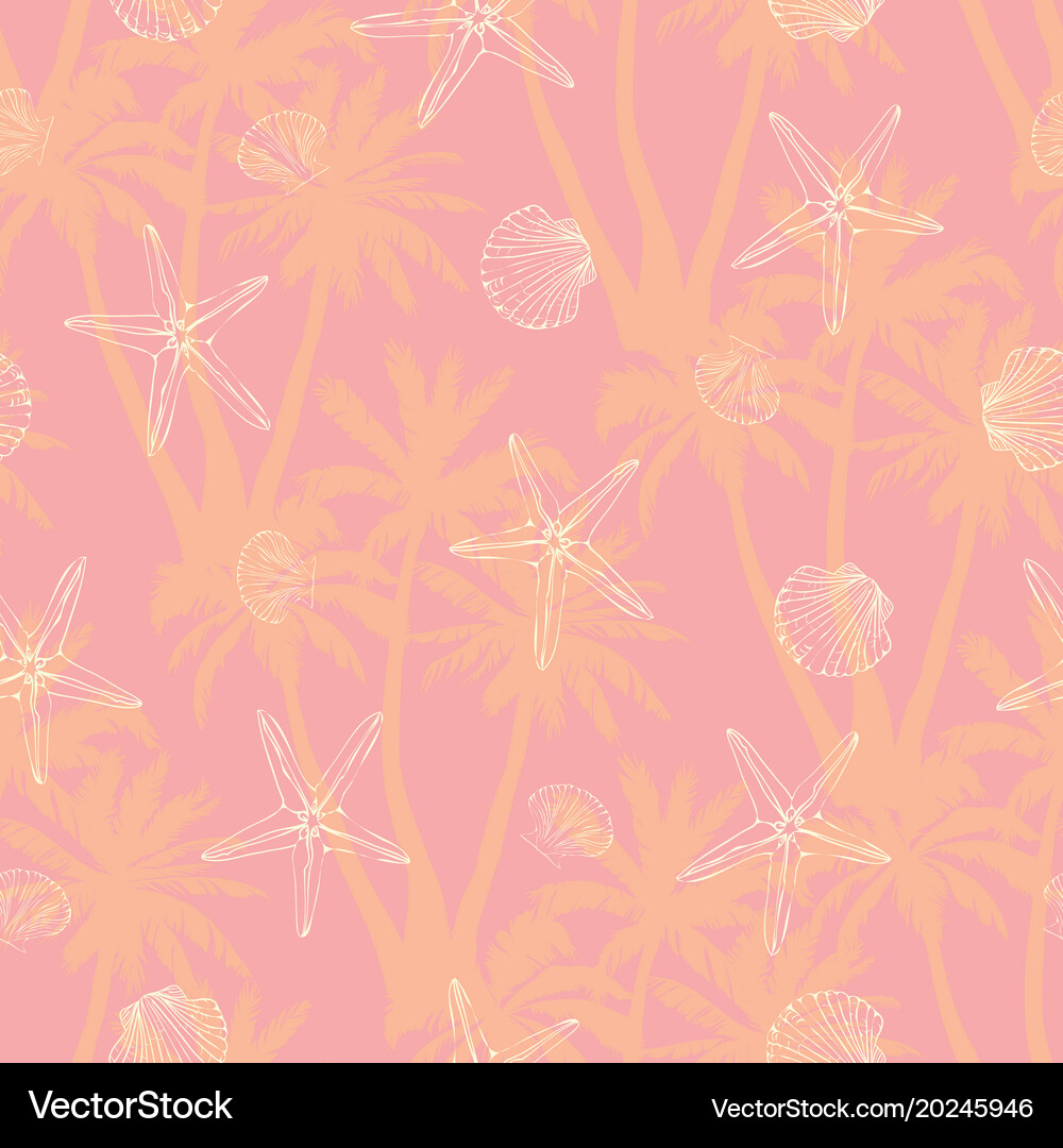 Seamless pattern with hand drawn scallop shells Vector Image