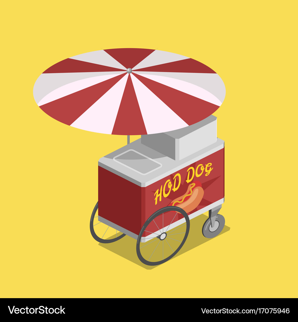 Trolley for hot dogs isometric Royalty Free Vector Image