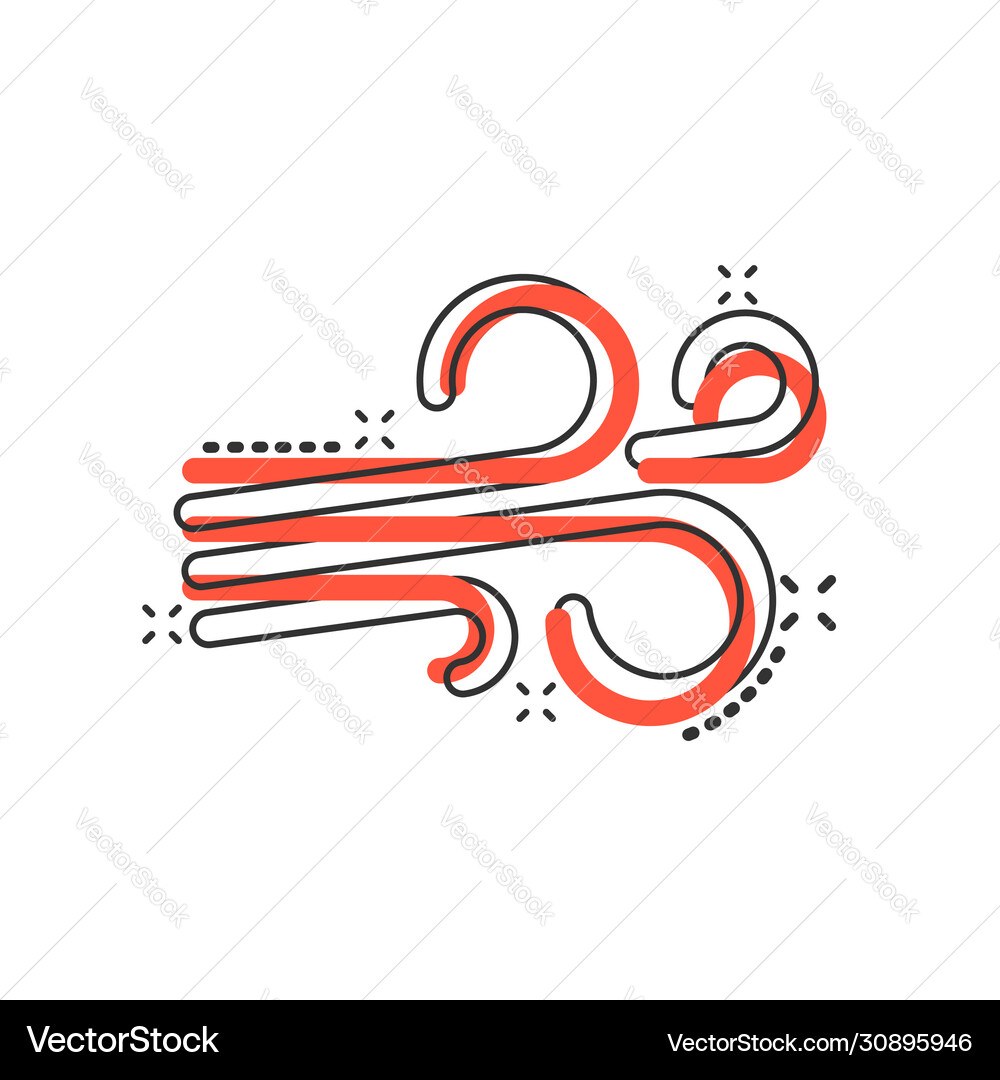 Wind icon in comic style air cartoon on white Vector Image
