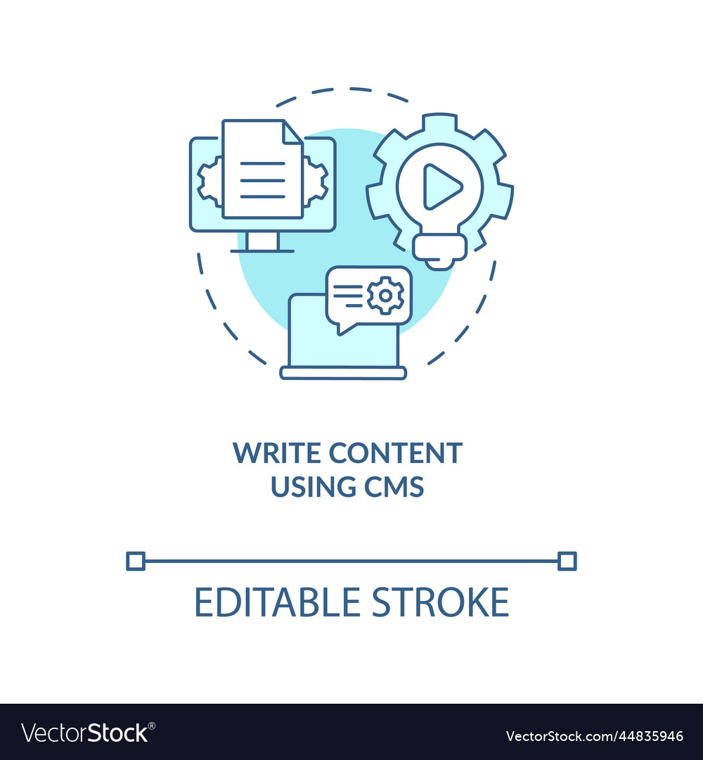 Write content using cms turquoise concept icon Vector Image