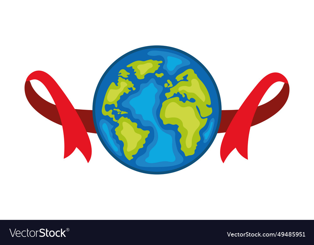 Aids day ribbon and world Royalty Free Vector Image