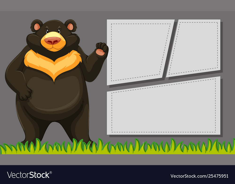 Bear on note template Royalty Free Vector Image
