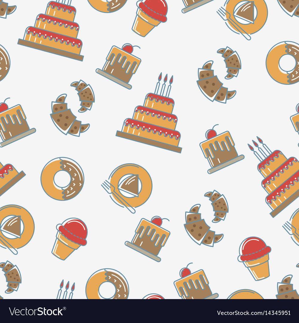 Cake seamless pattern Royalty Free Vector Image