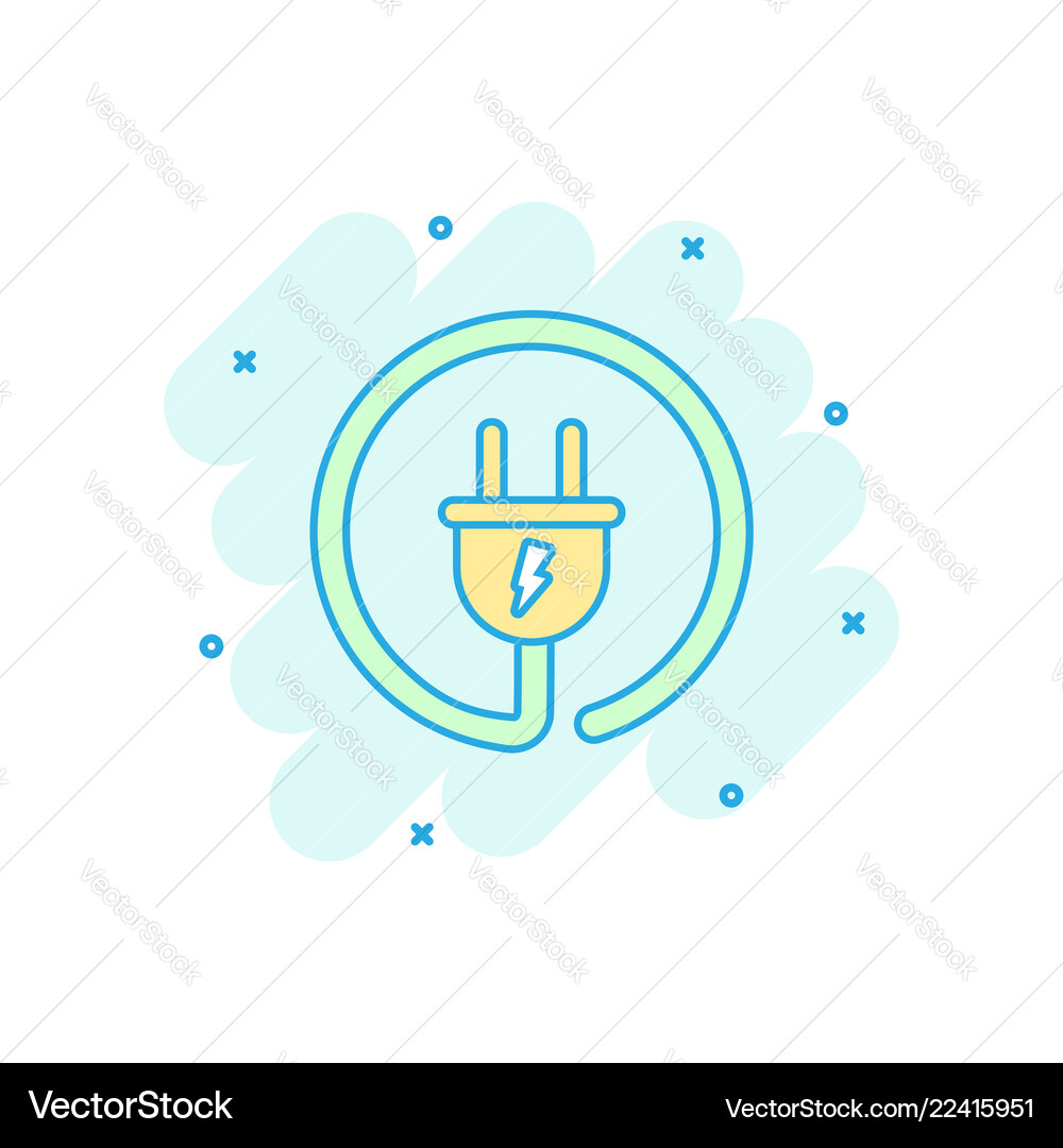 Cartoon electric plug icon in comic style power Vector Image