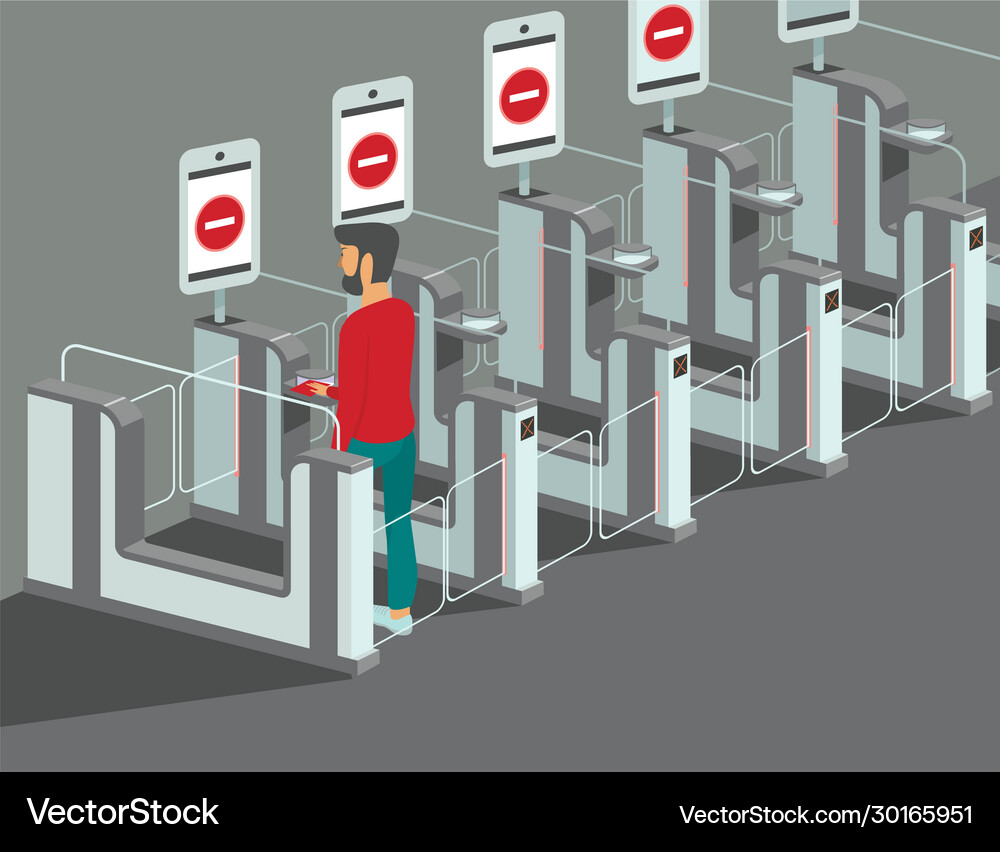 Closed electronic gates at airport Royalty Free Vector Image