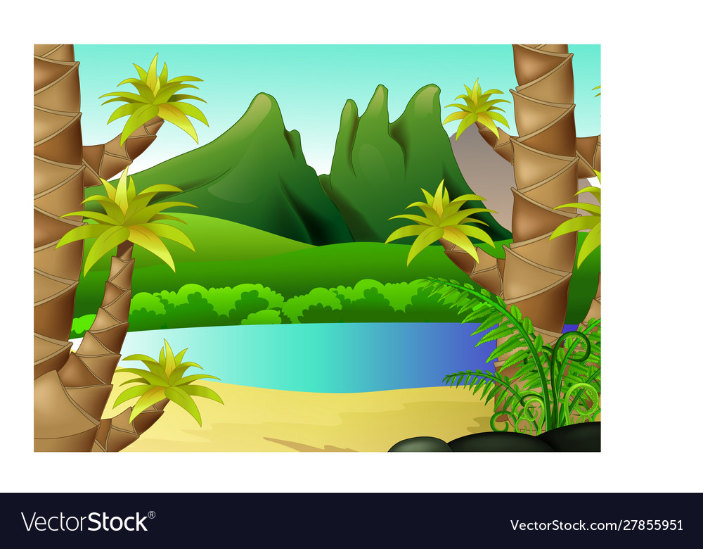 Cool landscape view with beach and mount cartoon Vector Image Cool landscape view with beach and mount cartoon Vector Image