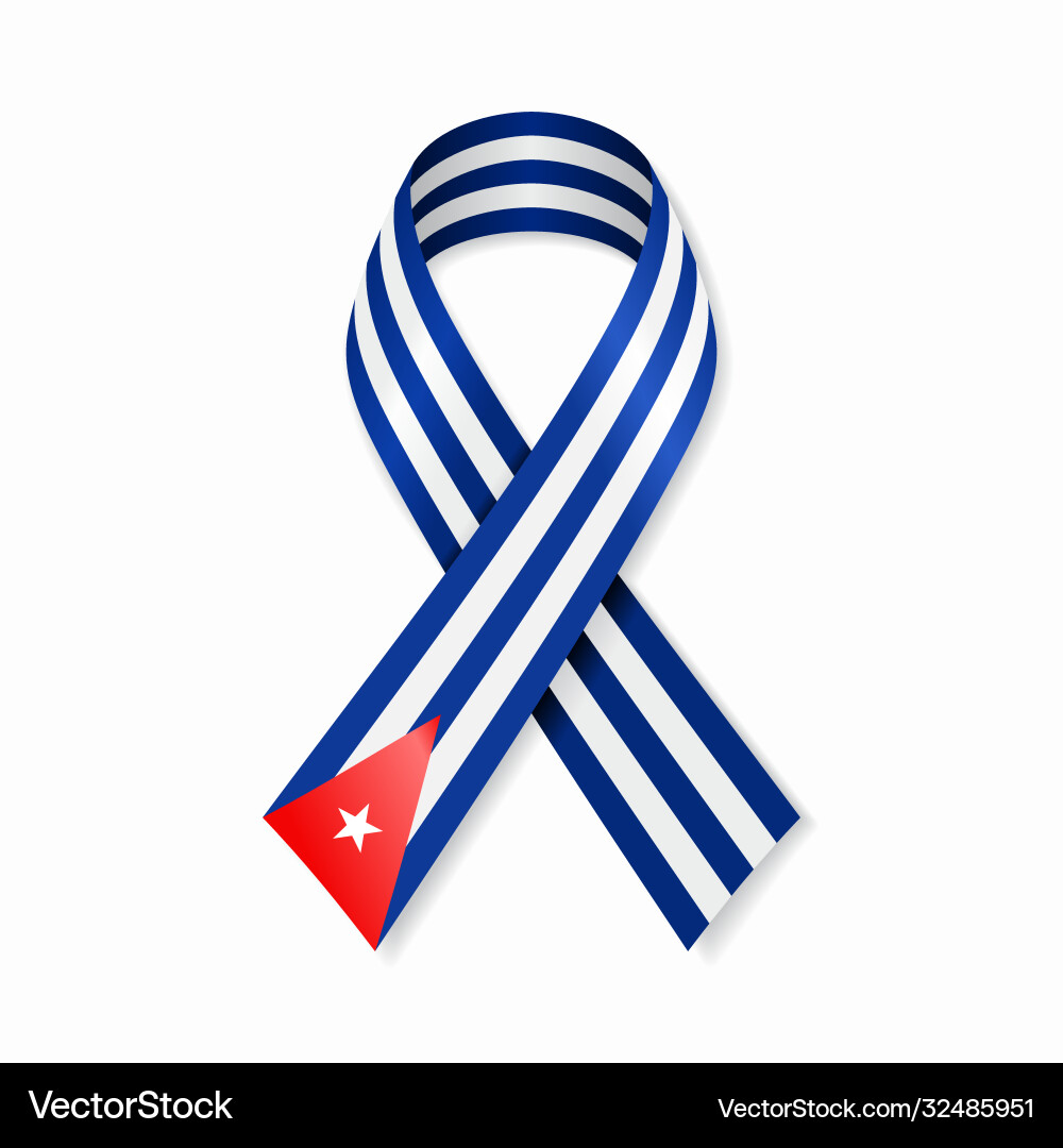 Cuban flag stripe ribbon on white background Vector Image