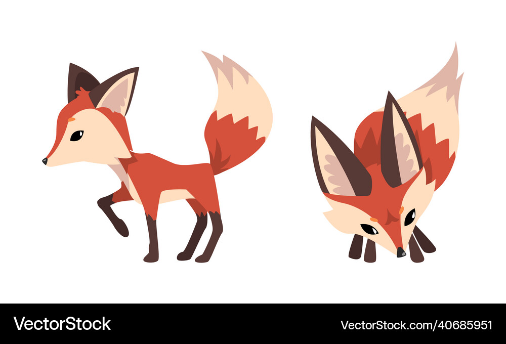 Cute fox character with bushy brush tail Vector Image