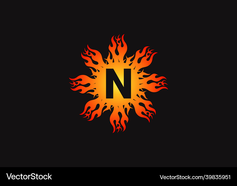 Fire n letter logo and icon design template Vector Image