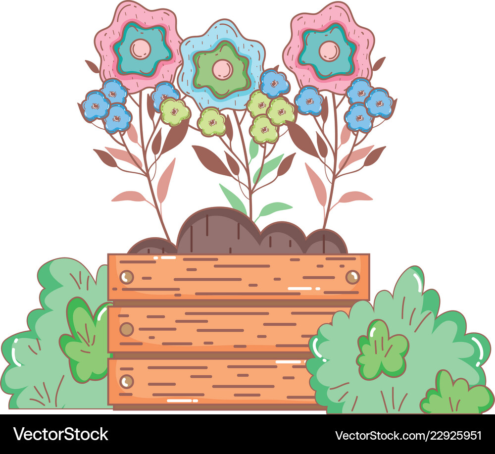 Garden bush with flowers Royalty Free Vector Image