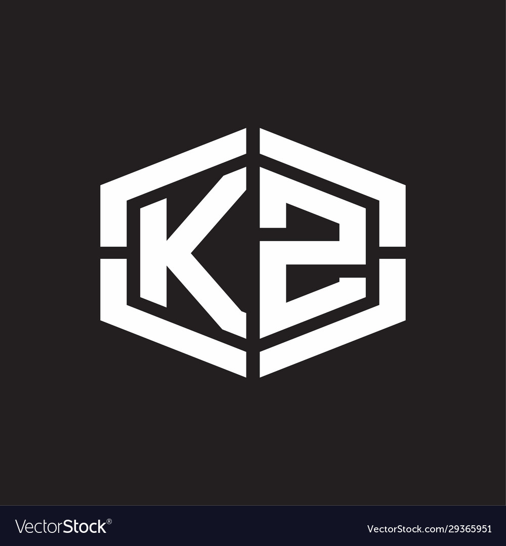 Kz logo monogram with hexagon shape and piece Vector Image