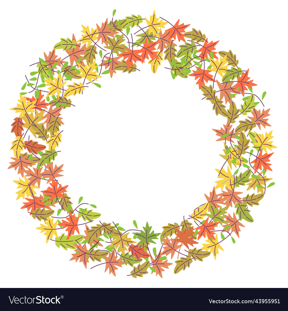 Round frame of autumn leaves Royalty Free Vector Image