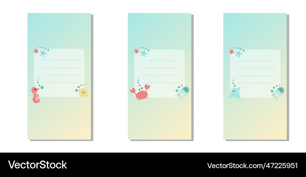 Set of frames with marine animals Royalty Free Vector Image
