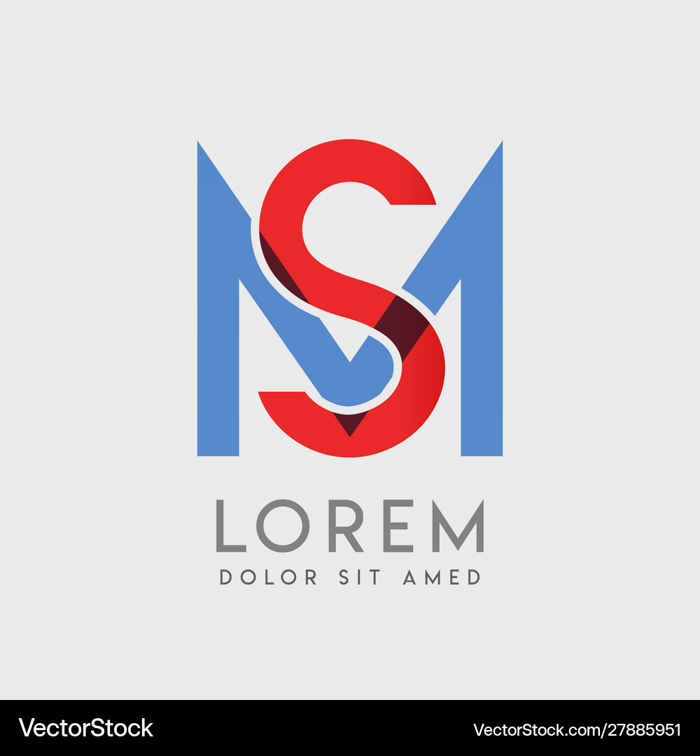 Sm logo letters with blue and red gradation Vector Image