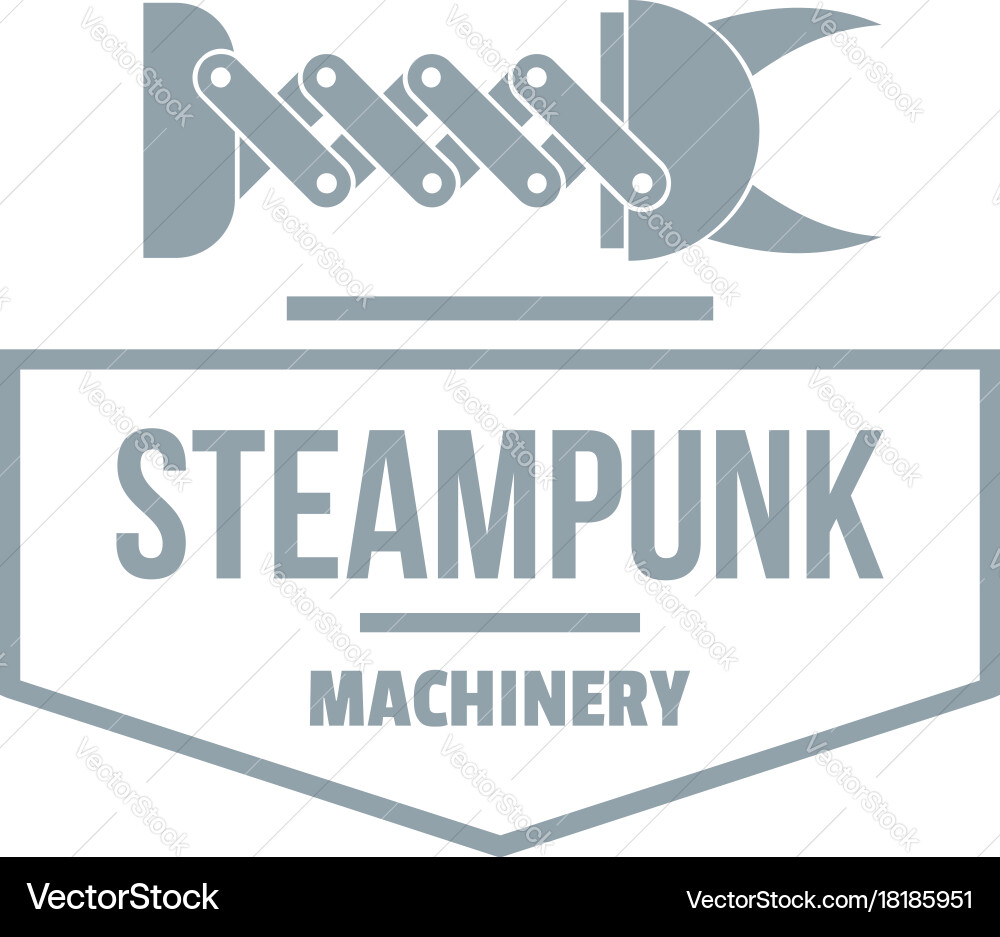 Steampunk machinery logo simple gray style Vector Image