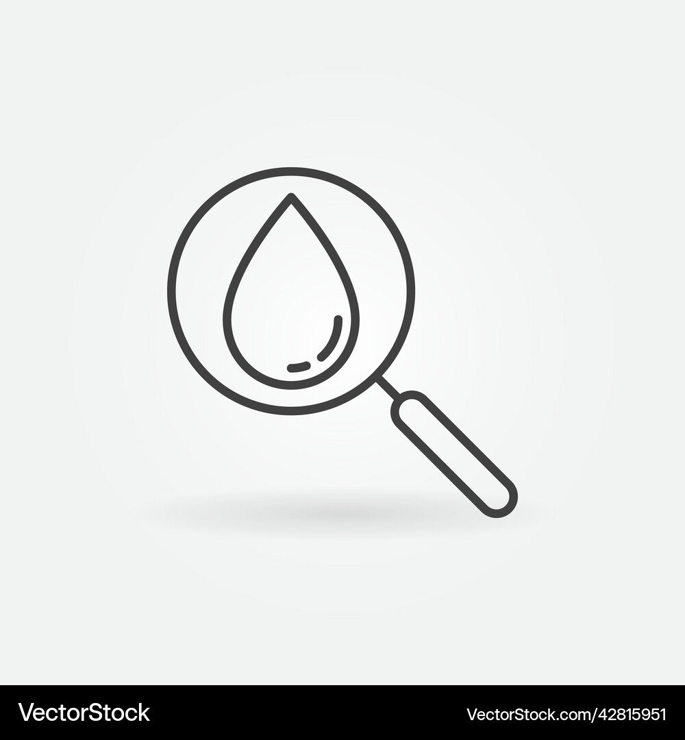 Water drop in magnifier line icon concept Vector Image