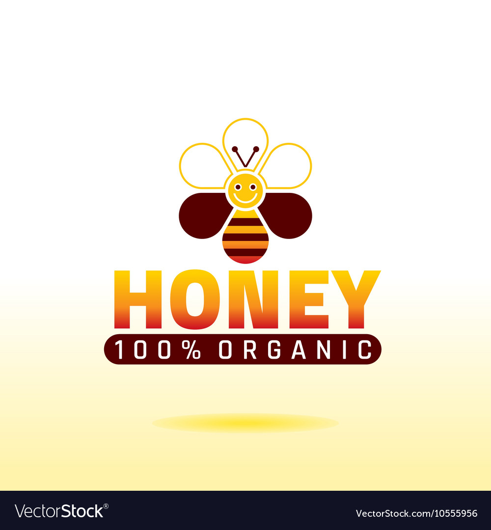 Bee honey logo icon with cartoon flat honeybee Vector Image Bee honey logo icon with cartoon flat honeybee Vector Image