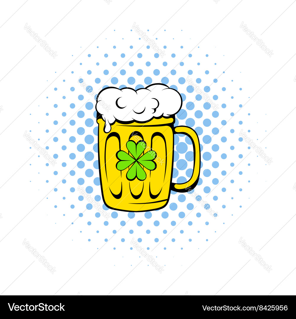 Beer mug icon comics style Royalty Free Vector Image